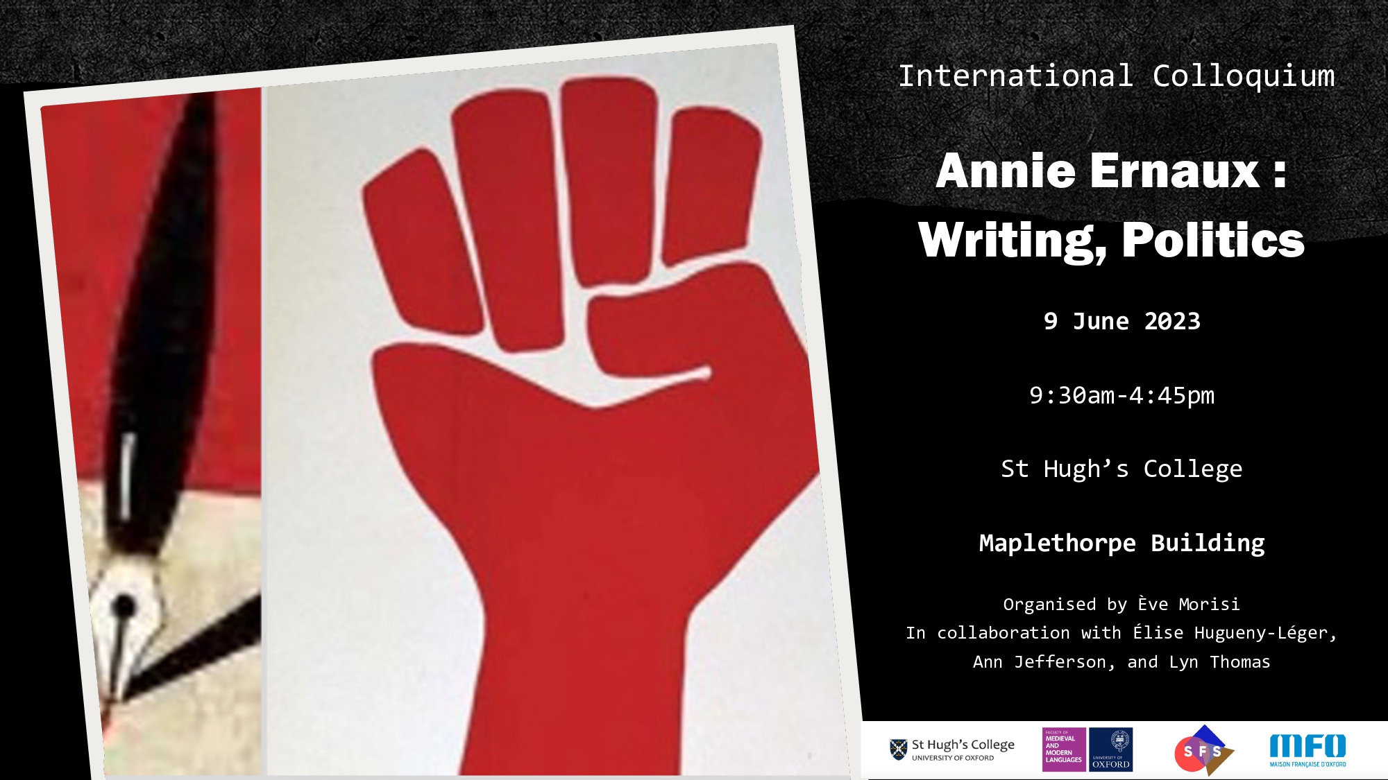 International Colloquium 'Annie Ernaux: Writing, Politics' - St Hugh's College